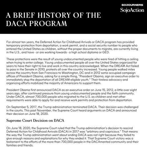 A Brief History of the DACA Program | Sojourners